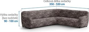 Bielastické potahy MARMO hnědé rohová sedačka (š. 350 - 530 cm)