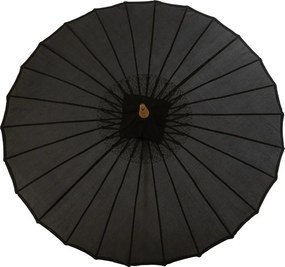 Černý slunečník s dřevěnou tyčí Lorie Wood - ∅ 200*260 cm