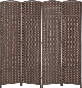 HOMCOM vnitřní paraván ze dřeva 4 panely skládací dělič prostoru pro obývací pokoj, ložnici 180 x 180 cm hnědá