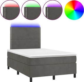 Box spring postel s matrací a LED tmavě šedá 120x200 cm samet 3136054