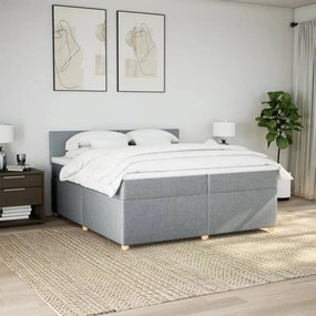 Box spring postel s matrací světle šedá 200 x 200 cm textil 3289080
