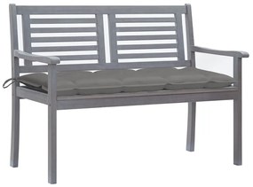 vidaXL 2místná zahradní lavice s poduškou 120 cm šedá eukalyptus