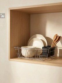 Sinsay - Odkapávač na nádobí s přihrádkou na příbory - sříbrná