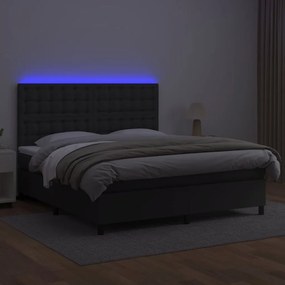 Box spring postel s matrací a LED černá 180x200 cm umělá kůže 3135957