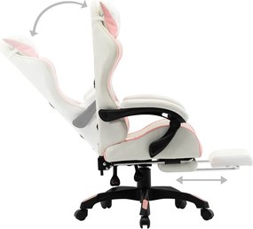 Herní židle s podnožkou růžová a černá umělá kůže 287994