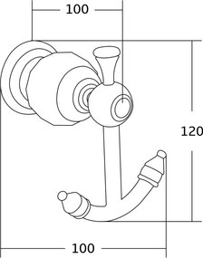 Mexen příslušenství, ESTELA držák na ručníky, 2-háček, černá, 7011535-70