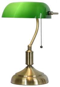 Stolní lampa se zeleným skleněným stínidlem GreenBank – 27x17x41 cm