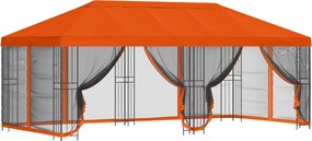 Altán s bočními stěnami 6 x 3 m Oranžová Polyester a ocel 3376002