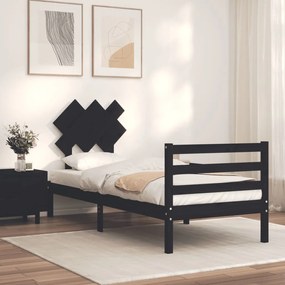 vidaXL Rám postele s čelem 90 x 200 cm masivní dřevo [3195272] Barva: Černá