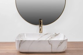 Rea Demi, keramické umyvadlo na desku 505x395x130 mm, imitace kamene Shiny Aiax, REA-U4100