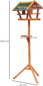 PawHut HOMCOM Krmítko pro divoké ptáky na stojanu s miskou, dřevěné krmítko pro venkovní použití 150 cm