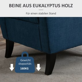 Křeslo HOMCOM s čalouněním, vysoké opěradlo, čalouněné křeslo se zaoblenými područkami, dřevěné nohy, do ložnice, do obývacího pokoje, do 160 kg, mod…