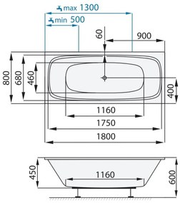 Santech BEVEL 180 x 80 cm SABEV180-OB vana akrylátová