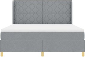 Postel s boxspringem s čelo Světle šedá 180 x 200 cm textil 3341910