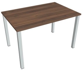 Stůl pracovní rovný 120 cm - Hobis Uni US 1200 Dekor stolové desky: ořech, Barva nohou: Stříbrná