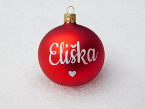 Vánoční baňka se jménem a srdíčkem - červená