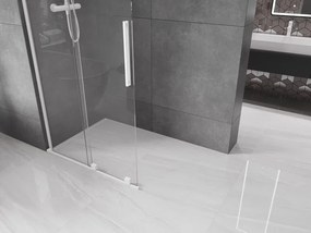 Mexen Velar L, posuvná sprchová zástěna Walk-in 90 x 200 cm, 8mm čiré sklo, bílá matná, 871-090-003-03-20