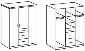Šatní skříň Joker, 135 cm, bílá/dub sonoma