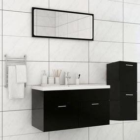 vidaXL Set koupelnového nábytku dřevotříska [3071199] Barva: Černá