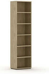 Knihovna INTEGRO, 2300 x 600 x 400 mm, 5 polic, dub přírodní