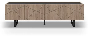 Černý/přírodní TV stolek v dekoru dubu 180x52 cm Milena – Marckeric