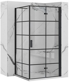 Rea Molier Black, sprchový kout se skládacími dveřmi 80(dveře) x 80(stěna), 6mm čiré sklo, černý profil, KPL-K8537