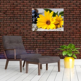 Skleněný obraz žluté květiny (70x50 cm)