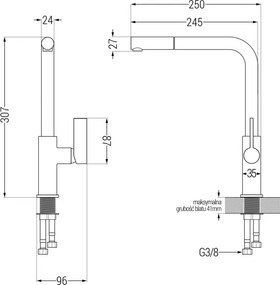 Mexen FLORA - Vysoká baterie/dřezová, Černá/Zlatá, 670401-57