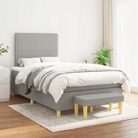 Box Spring Postel S Matrací Textil Světle Šedá Hladké s hřebíky 120 x 200