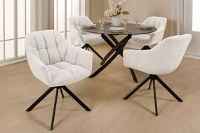 Designová otočná židle s područkami Papillon bílá bouclé