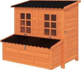 PawHut dřevěný kurník 100 × 86 × 100 cm — přístup do výběhu, hnízdní box, voděodolná střecha, 2 bidýlka, sklápěcí rampa, pro 4–6 slepic | Aosom