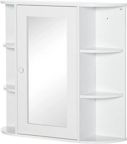 HOMCOM zrcadlová skříňka koupelnová zrcadlová nástěnná skříňka s 8 přihrádkami víceúčelová skříňka bílá 66x17x63cm do koupelny | Aosom.de