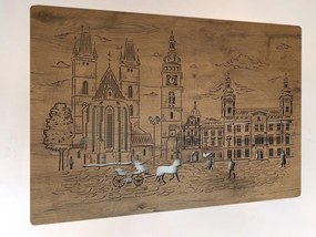 Li-Go "Hradec Králové" světelný obraz 230V 100x70cm provedení povrchu: dub světlý