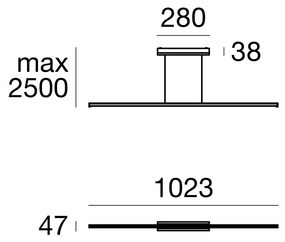 Linea Light 8505 Straight_P1, chromové subtilní svítidlo nad stůl, 11W LED 2700K, délka 102cm