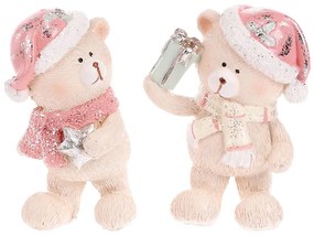 Medvídek vánoční polyresinový, růžová kolekce, cena za 1ks. Mix 2druhů ALA456