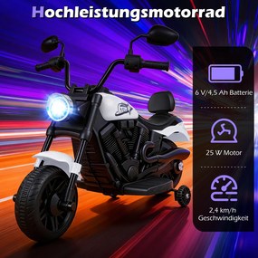 Costway 6 V dětský motocyklový chopper motorka s hudbou, předním nožním pedálem