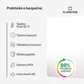 Klarstein Wonderbeam 650 Hybride infračervený ohřívač 60 x 84 cm 650 W týdenní časovač dálkové ovládání