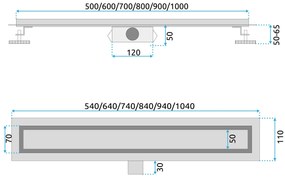 Rea Neox, nerezový sprchový odtokový žlab 60cm, 2v1, měděná matná, REA-G4897