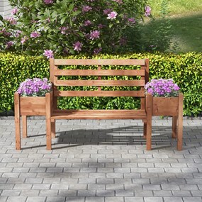 Zahradní lavička Outsunny, pro 2 osoby, dřevěná lavička s květináčem, vhodná do zahrady a na terasu, nosnost až 240 kg, 184 x 59 x 95 cm, tmavě hnědá
