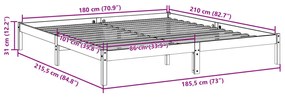 Prodloužený rám postele bez matrace 180 x 210 cm borovice