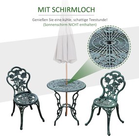 Outsunny bistro set 3-dílný zahradní set starožitně zelený litý hliníkový zahradní nábytek na balkon a terasu | Aosom.de