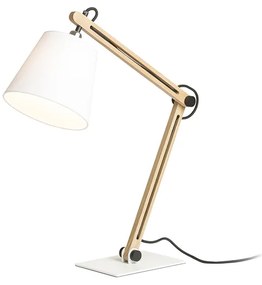 RENDL R14031 NIZZA stolní lampa, pracovní Polycotton bílá/dřevo