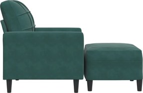 Křeslo s podnožkou tmavě zelené 60 cm samet 3278259