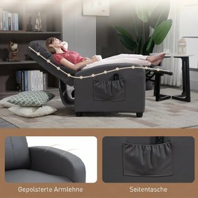 HOMCOM Relaxační křeslo, televizní křeslo s vibrační masáží, polohovací funkcí, 2 masážní body, dálkové ovládání, 68 x 88 x 98 cm Šedá
