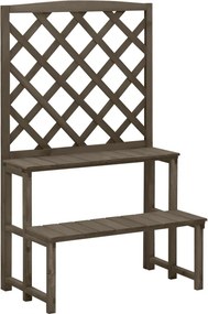 Stojan na květiny s treláží šedý 70 x 42 x 115 cm masivní jedle 316414