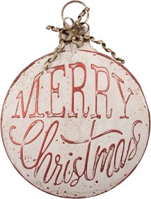 Vintage nástěnná kovová cedule ve tvaru baňky Merry Christmas - 40*4*53 cm