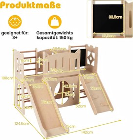 Costway 8 v 1 Vnitřní prolézačka s prknem šplhací žebřík tunel úložný prostor