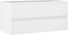 Mexen Rivel, koupelnová skříňka 100 cm, 2 zásuvky, drážkovaná, bílá matná, 91A20-10047-2-BFF01