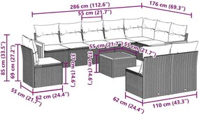 11dílná zahradní sedací souprava s poduškami černá polyratan 3260159