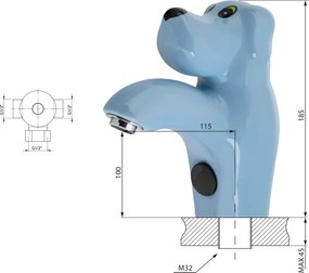 Sapho Kid senzorová stojánková baterie keramická 6V DC (4xAA) pes modrá PS402B